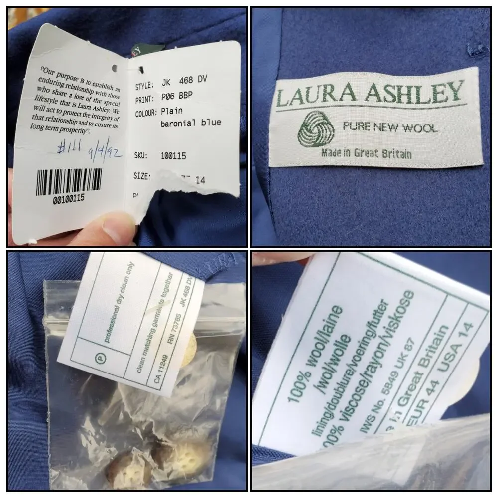 Laura Ashley | Jackets & Coats | Laura Ashley Plain Baronial Blue Wool ...